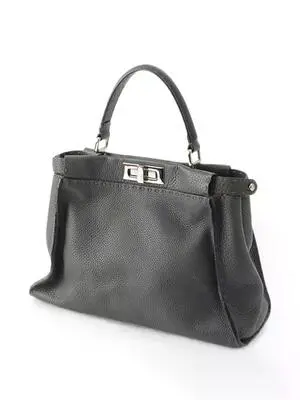 Fendi 2000-2010 Medium Leather Selleria Peekaboo Iconic Satchel - Grey