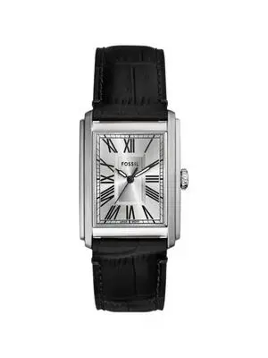 Fossil Carraway 30mm Leather Watch - Silver