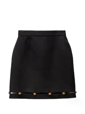Versace Grain De Poudre Wool Mini Skirt With Medusa Buttons - Black