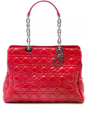 Dior 2013 Large Patent Cannage Lady Soft Shopping Tote Bag - Red