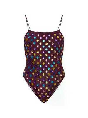 Oseree Bubble Maillot Swimsuit - Brown