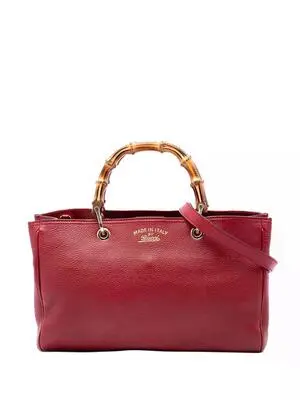 Gucci 2016-2026 Medium Calfskin Bamboo Shopper Satchel - Red