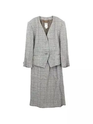 Celine 1990-2000s Check Tweed Skirt Suit