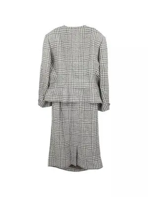 Celine 1990-2000s Check Tweed Skirt Suit
