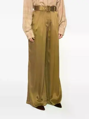 Zimmermann Tuck Belted Satin-finish Palazzo Pants