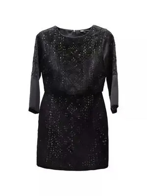 Maje Lace Panel Embellished Dress