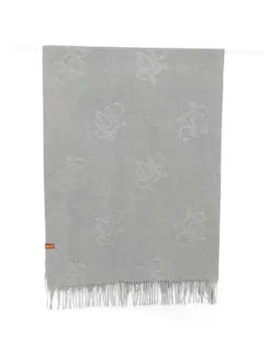 Liu Jo Monogram-embroidered Fringed Scarf - Grey