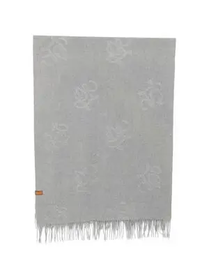 Liu Jo Monogram-embroidered Fringed Scarf - Grey
