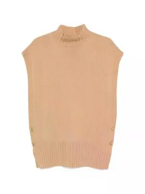TWINSET High-neck Knitted Vest With Button Detail - Neutrals