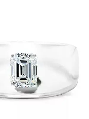SOLO FOR DIAMONDS Emerald-cut Diamond Ring With Prong Setting And Chunky Band - Silver