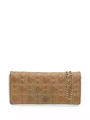 Carolina Herrera Monogram Chain Clutch Bag - Brown