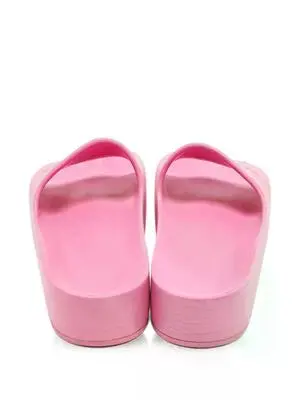 Balenciaga Rubber Embossed Logo Chunky Platform Pool Slides - Pink