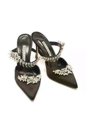 Manolo Blahnik Embellished Pointed Toe Stiletto Mules
