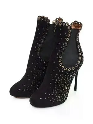 Alaïa Gomet Laser-cut Ankle Boots - Black
