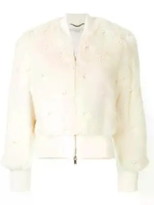Stella McCartney Embellished Faux Fur Bomber Jacket