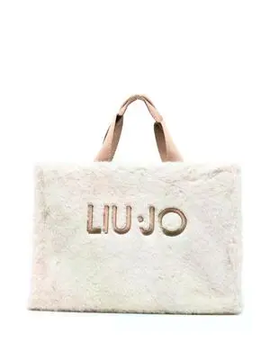 Liu Jo Faux-fur Logo-embroidered Tote Bag - Neutrals