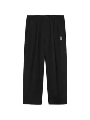 FINGERCROXX Logo-patch Pleated Trousers - Black