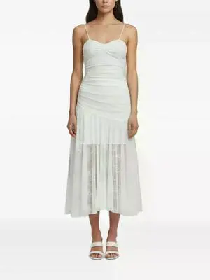 424 Adela Draped Lace Midi Dress - White