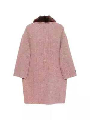 MANZONI 24 Herringbone Pattern Coat With Fur Collar