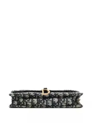Dior Oblique Canvas Saddle Pouch Wallet On Chain Crossbody Bag - Blue