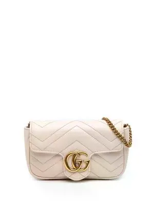 Gucci Marmont Matelassé Calfskin Flap Crossbody Bag - White