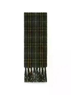 Burberry Narrow-cut Checkered Alpaca Blend Scarf - Green