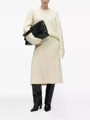 Karl Lagerfeld Wool-blend Cable Knit Midi Skirt - Neutrals