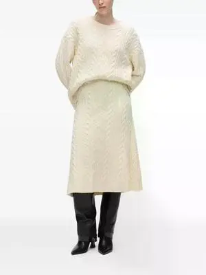 Karl Lagerfeld Wool-blend Cable Knit Midi Skirt - Neutrals