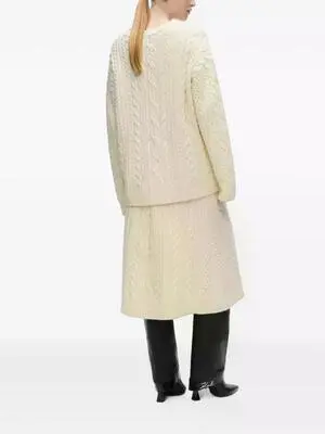 Karl Lagerfeld Wool-blend Cable Knit Midi Skirt - Neutrals