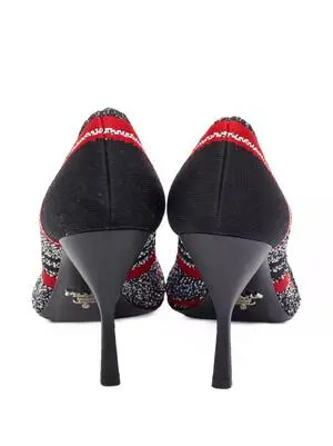 Prada Red/ Intarsia Knit Pointed Toe Stiletto Pumps