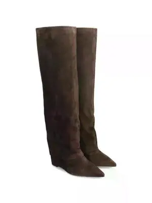 THE SELLER Foldover Wedge Boots - Brown