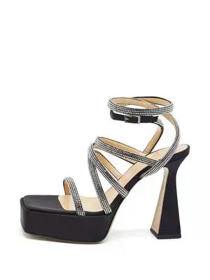 Mach & Mach Sydney Crystal-embellished Platform Sandals - Black