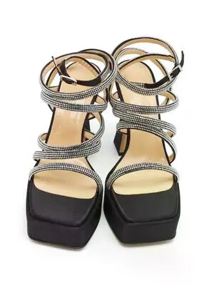 Mach & Mach Sydney Crystal-embellished Platform Sandals - Black