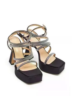 Mach & Mach Sydney Crystal-embellished Platform Sandals - Black