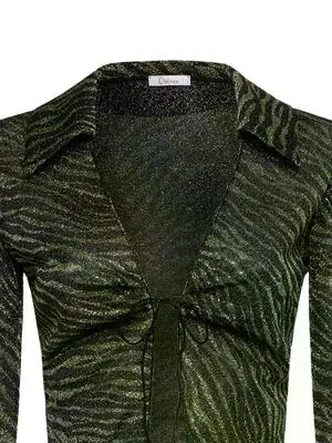 Oseree Animalier Slim-fit Cropped Shirt - Green