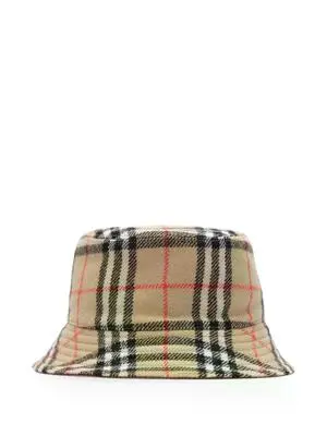 Burberry Reversible Check Wool Bucket Hat - Neutrals
