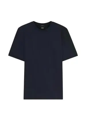 BOSS Geometric-jacquard T-shirt In Cotton - Blue