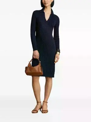 Ralph Lauren Cable-knit Collared Midi Dress - Blue