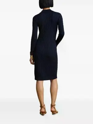 Ralph Lauren Cable-knit Collared Midi Dress - Blue
