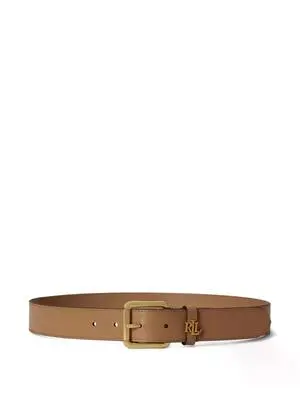 Ralph Lauren Logo Plaque Leather Belt - Neutrals