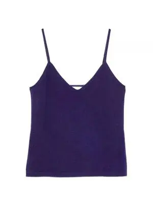Eric Bompard Cashmere V-neck Spaghetti Strap Tank - Purple
