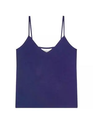 Eric Bompard Cashmere V-neck Spaghetti Strap Tank - Purple