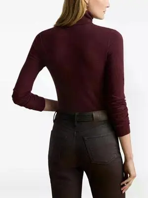 Ralph Lauren Ribbed Turtleneck Top With Logo Plaque