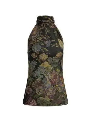 Ralph Lauren Floral-print Silk-blend Top