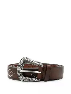 Orciani Stud-embellished Leather Belt - Brown