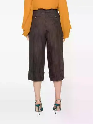 Elisabetta Franchi Pinstriped Cuffed Cropped Trousers - Brown