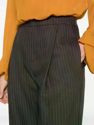 Elisabetta Franchi Pinstriped Cuffed Cropped Trousers - Brown