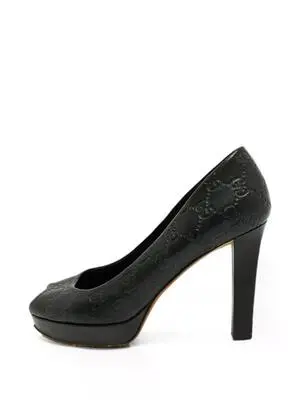 Gucci Embossed Leather Peep-toe Pumps