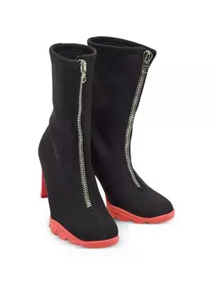 Alexander McQueen Stretch Fabric Zip Ankle Boots