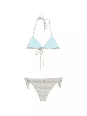 IU RITA MENNOIA Zigzag Knit Triangle Bikini - Blue